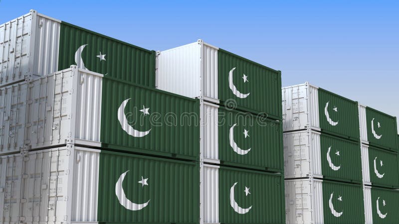 Container Terminal Full Containers Flag Pakistan Pakistani Export ...