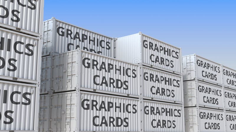 Container Terminal Full of Containers with Computer Graphics Cards ...
