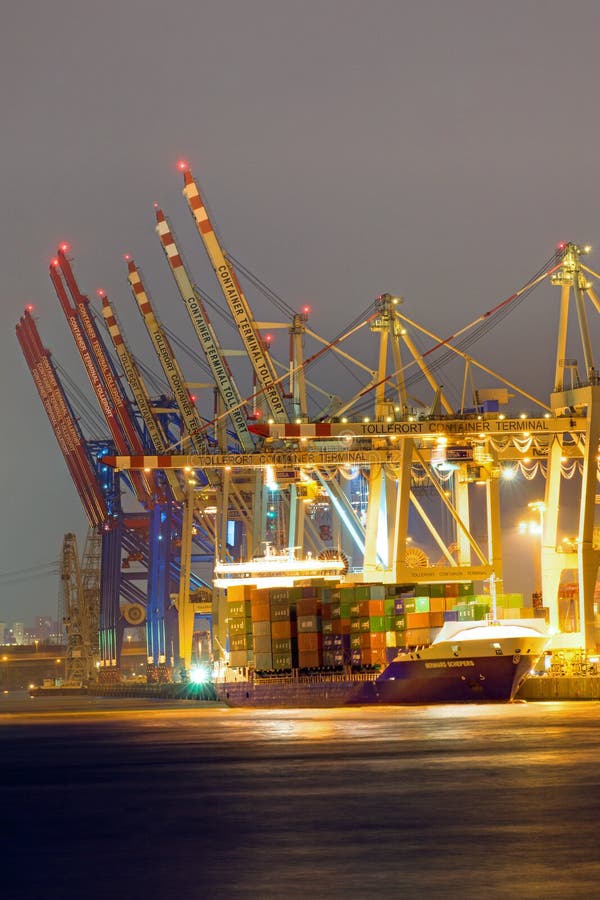 Container Terminal in the Harbor of Hamburg Editorial Stock Image ...