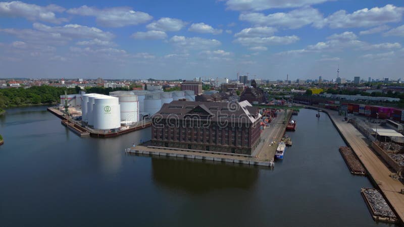 12.5.25 Berlin De, Container Port Cranes. Great Aerial View Flight ...