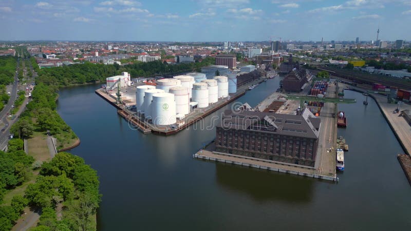 12.5.25 Berlin De, Container Port Cranes. Magic Aerial View Flight ...