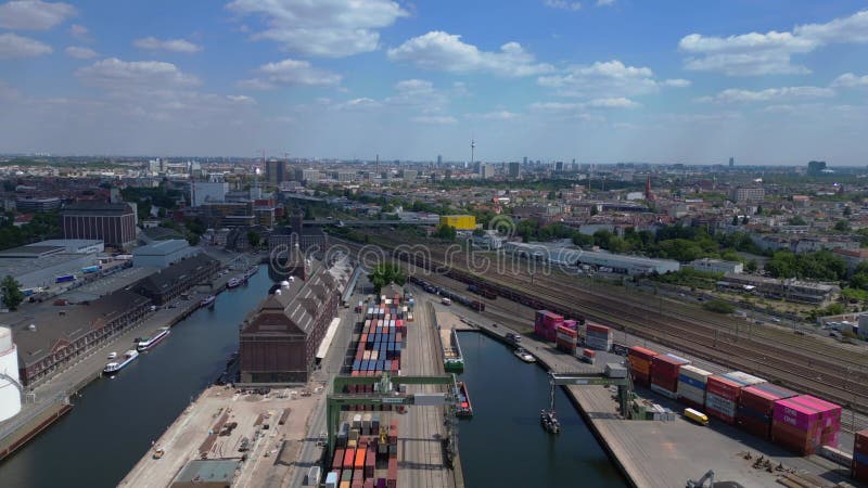 12.5.25 Berlin De, Container Port Cranes. Unique Aerial View Flight ...