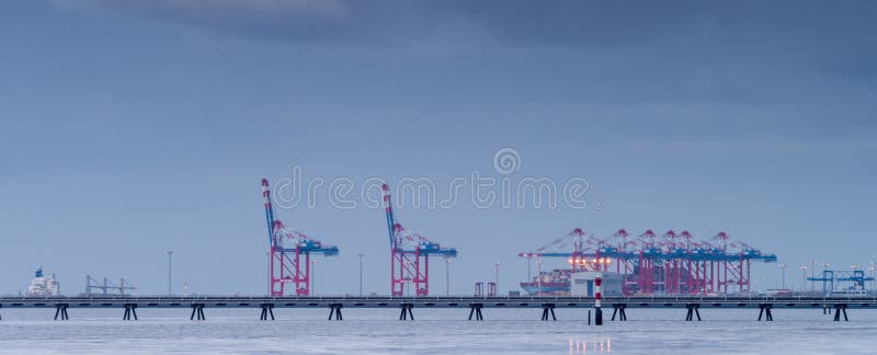 Container Terminal stock image. Image of modern, dusk - 55182043