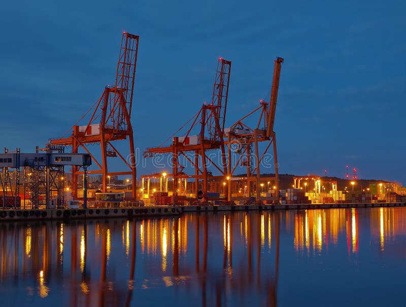 Port Warehouse with Cargoes and Containers Stock Image - Image of cargo ...