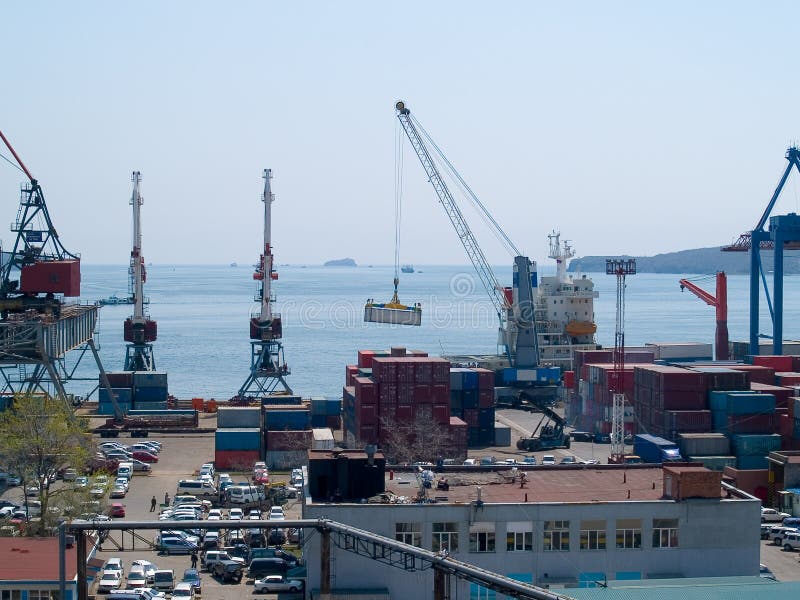 Container terminal port stock image. Image of dock, boat - 2907719