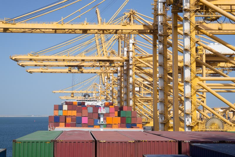 Container terminal stock image. Image of pier, lading - 264774635