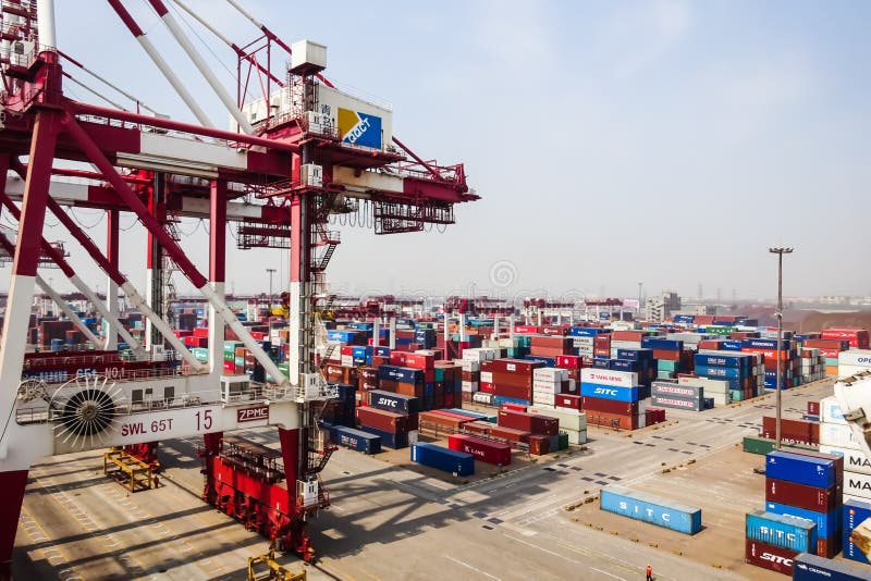 Container Terminal in Shanghai, China Editorial Image - Image of ...