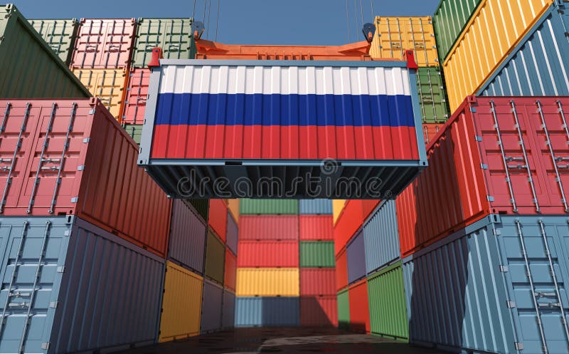 Container Terminal - Freight Container with Kenya Flag. Stock ...