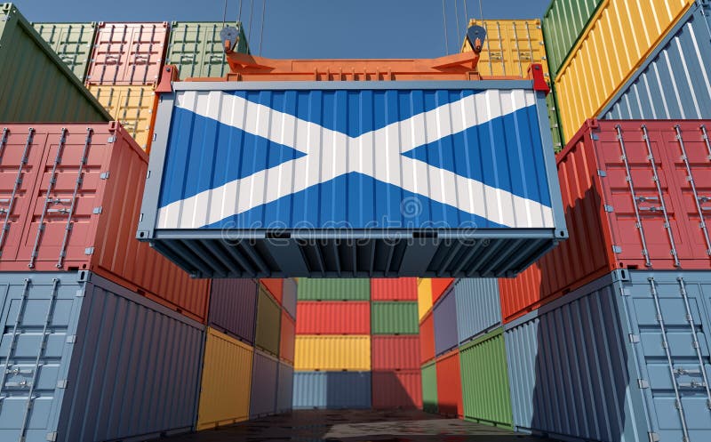 Container Terminal - Freight Container with Different National Flag ...