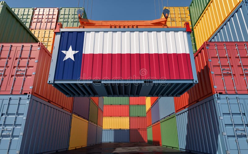 Container Terminal - Freight Container with Different National Flag ...