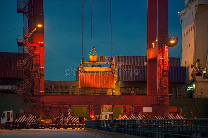 Container terminal stock photo. Image of heavy, containers - 99856716