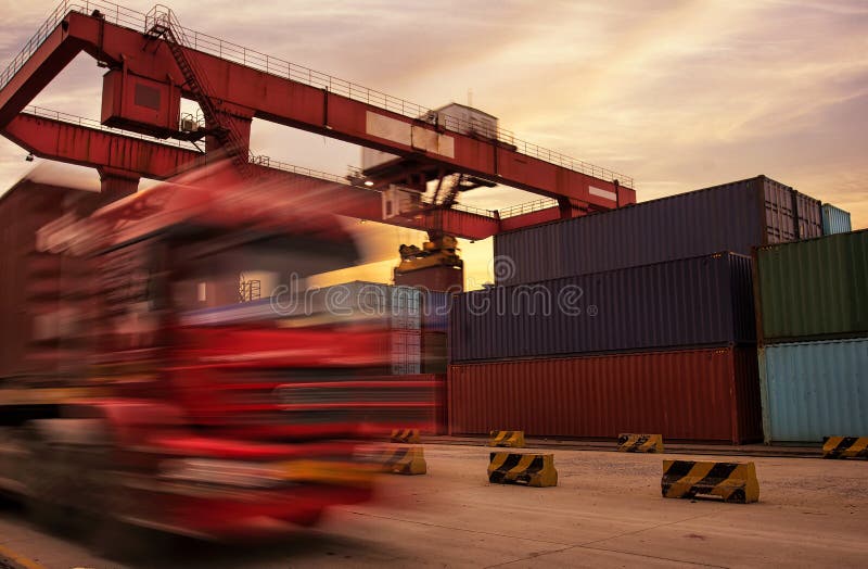 Container terminal stock photo. Image of heavy, equipment - 99856664
