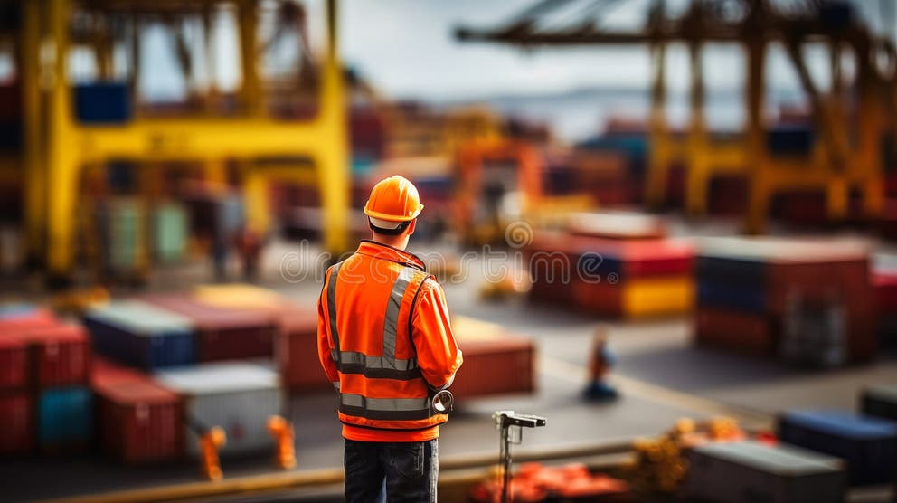 Container terminal worker stock illustration. Illustration of engineer ...