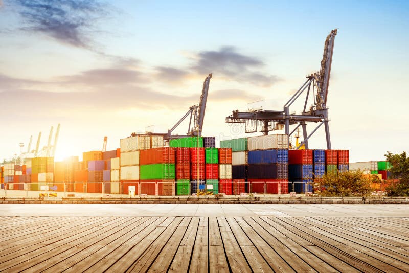 Container Terminals, Large Cranes and Containers Stock Photo - Image of ...