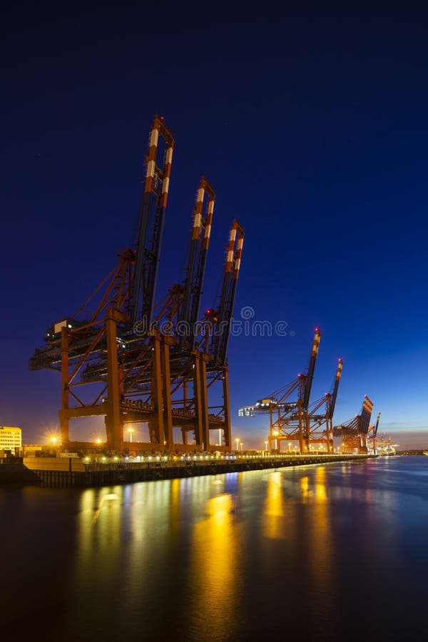 Container Terminals at Night Stock Image - Image of dark, hamburg: 40648451