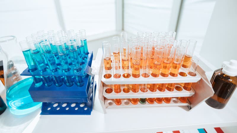 Container with Test Tubes on the Table in the Laboratory. Stock Photo ...