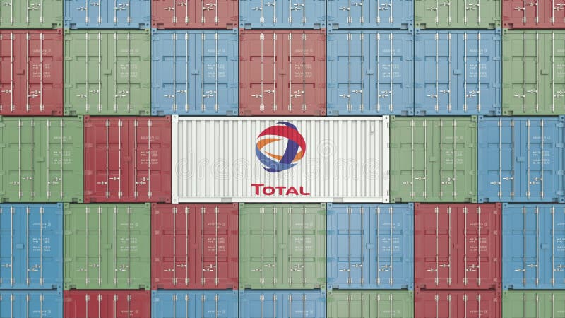 Container with Total S.a. Corporate Logo. Editorial 3D Rendering ...