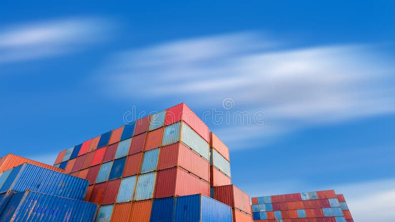 Container Transport Terminals for Export or Import Stock Image - Image ...