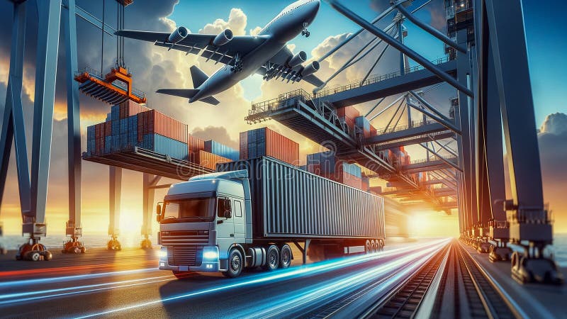 Container Transportation System, Moving Goods, Warehouse, AI Generated ...