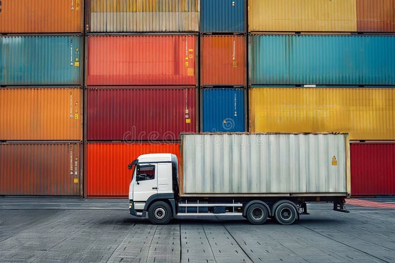 Industrial Crane Lifting Container in Freight Train Cargo Container ...