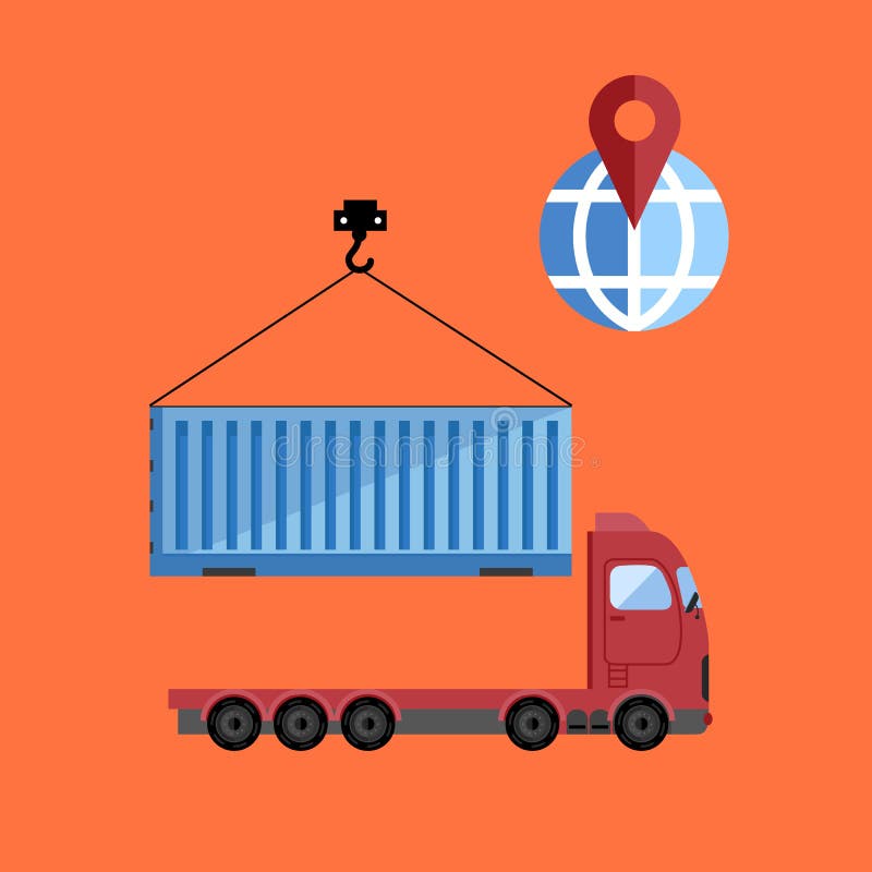 Container truck icon stock illustration. Illustration of transport ...