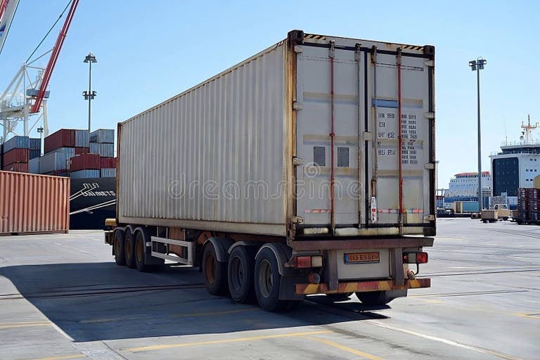 Container Truck with Container in the Port Stock Illustration ...