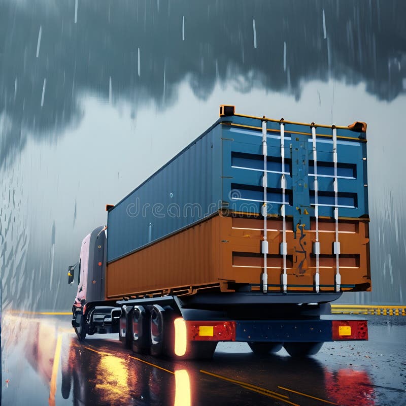 Container Truck on the Road Logistica Illustration Stock Illustration ...