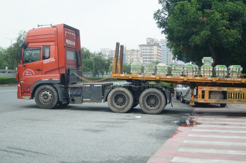 Container Trucks in Loading and Unloading Goods Editorial Image - Image ...