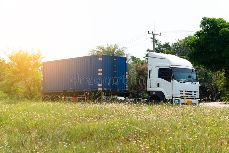 Container Trucks Logistic by Cargo Truck on the Road Stock Photo ...