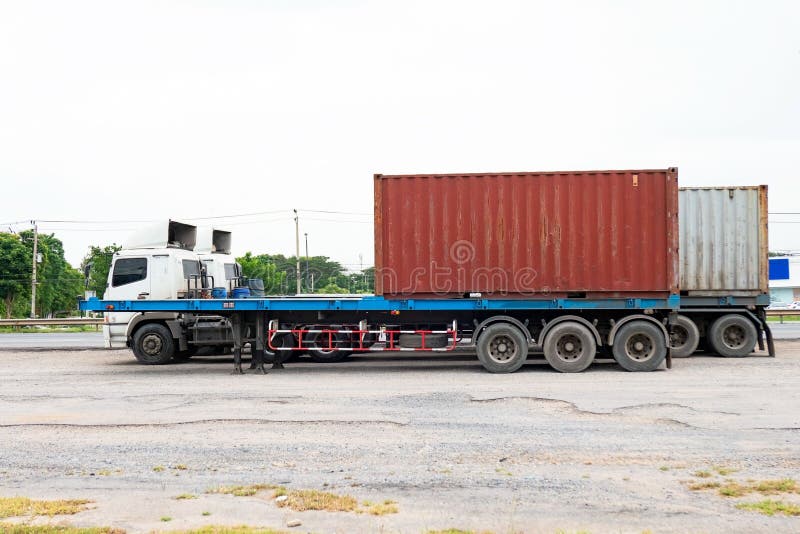 Container Trucks Logistic by Cargo Truck on the Road Stock Image ...