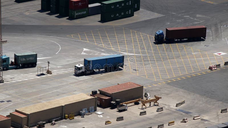 Container sorting trucks editorial stock photo. Image of business ...