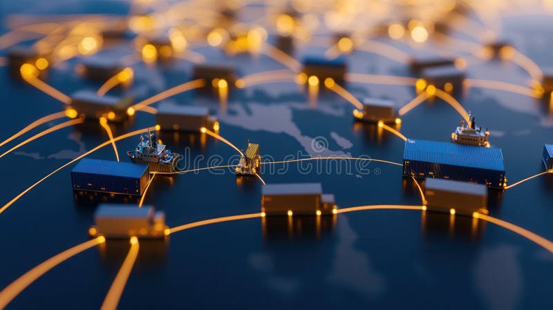 Container Trucks Trade Goods Across Continents, Symbolizing Global ...