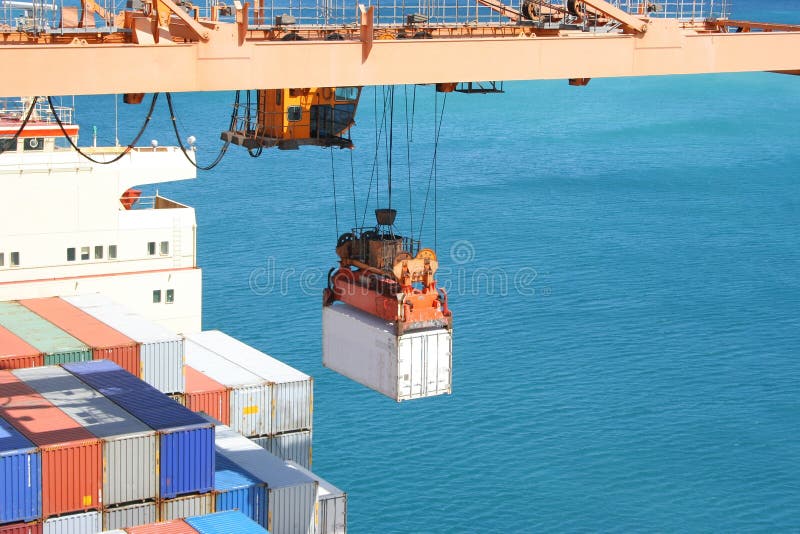 Container uploading stock image. Image of sailing, barge - 3589803