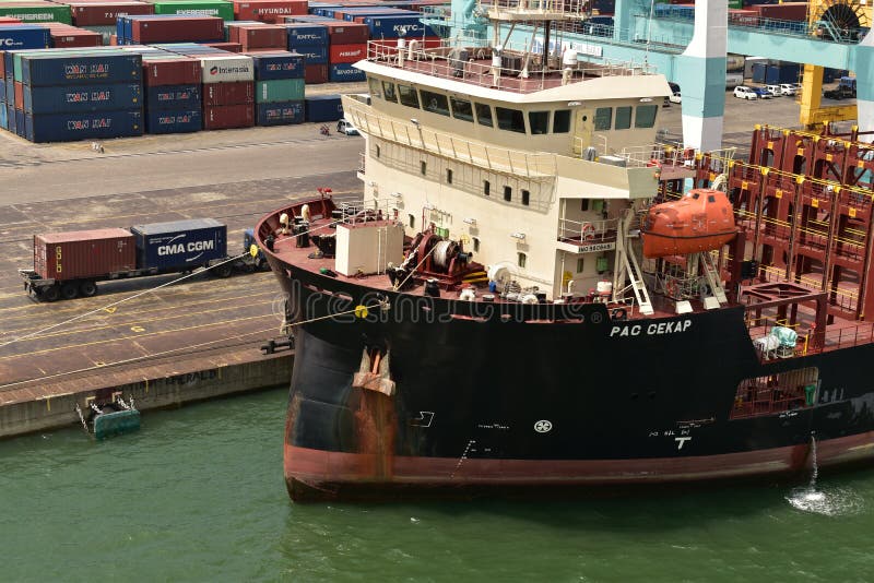 Container Vessel at the Terminal Editorial Stock Image - Image of ...