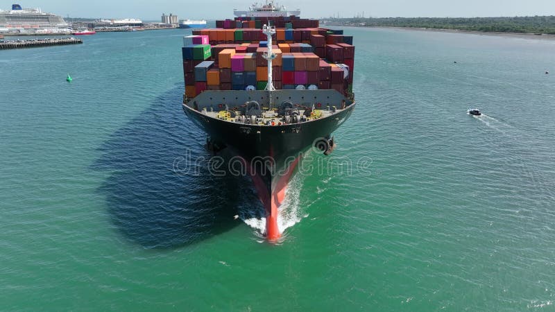 Container Vessel Arriving into Port Moving Cargo Internationally Stock ...