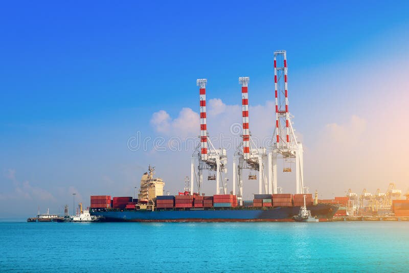 Container Vessel during Loading Container Box in Port Stock Photo ...