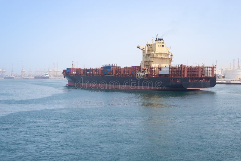 Container vessel stock photo. Image of harbour, draught - 264774702