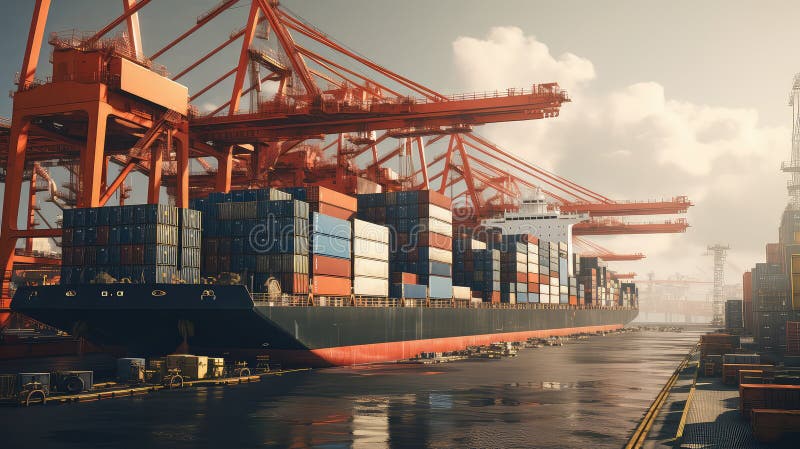 Container Vessel Ship Cargo Stock Illustration - Illustration of ...