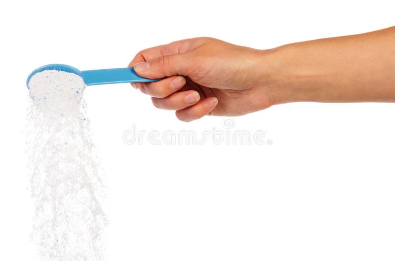 Container with Washing Powder in Hand Stock Photo - Image of hand, pure ...