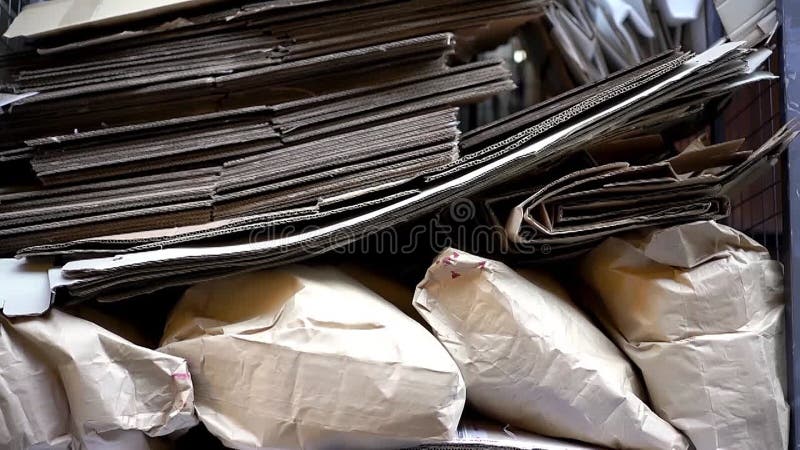 Waste Paper in a Container is Neatly Stacked on the Territory of the ...