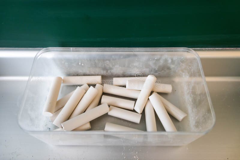 Container with White Chalk Sticks for Blackboards Stock Image - Image ...
