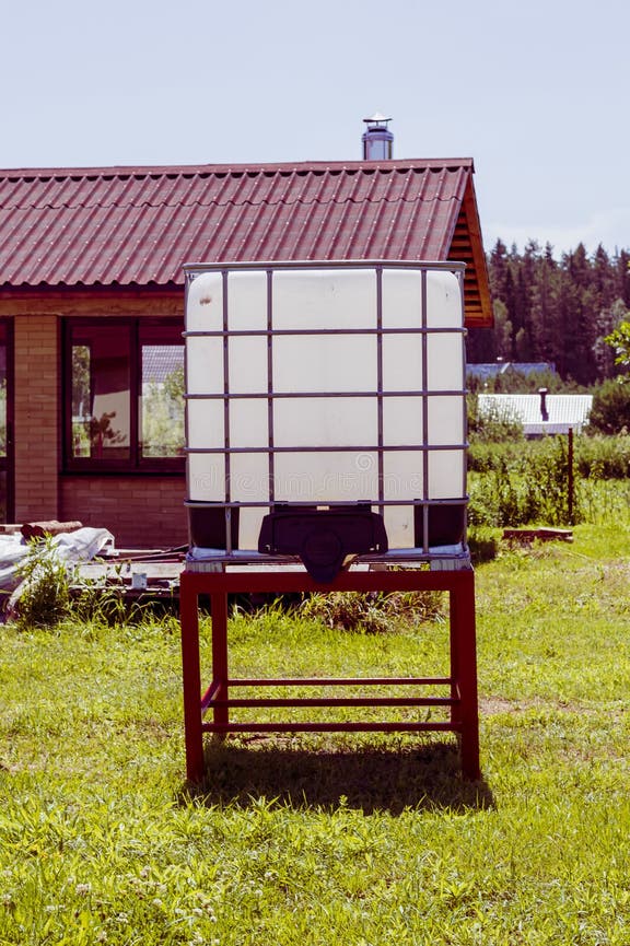 Container. White Water Tank. Shallow Depth of Field. Daylight Stock ...