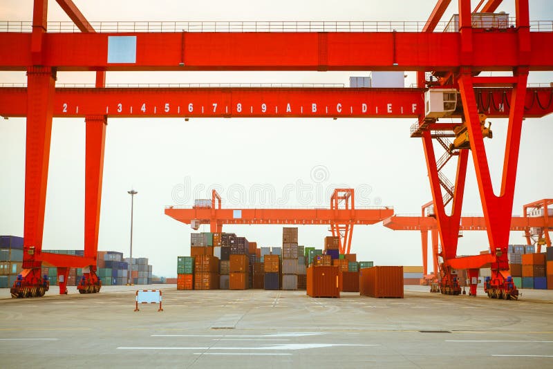 Container yard stock image. Image of equipment, collection - 28365839