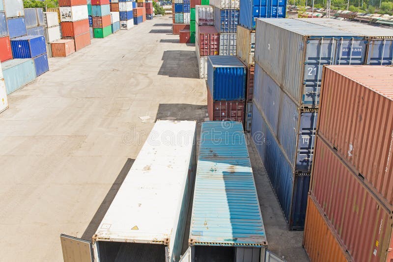 Container yard stock image. Image of merchandise, business - 56034861