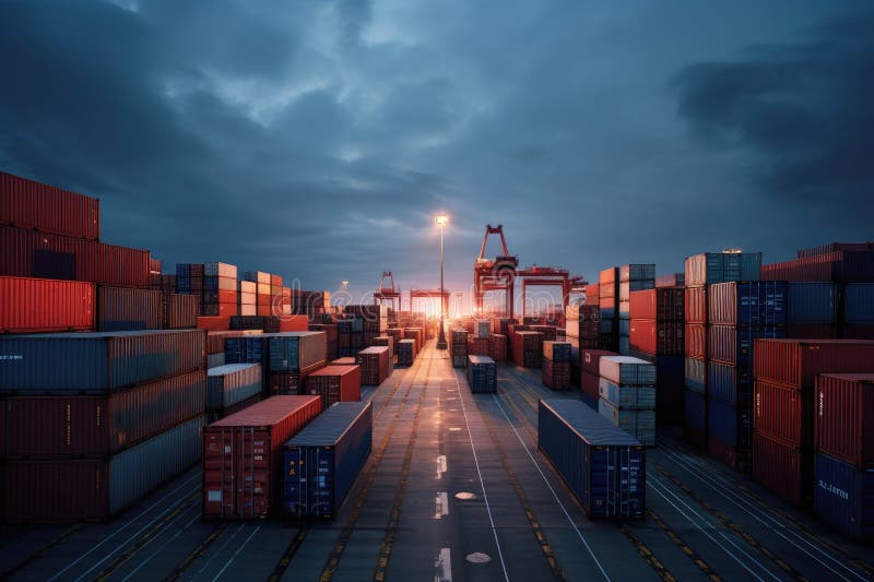 Container Yard with Multiple Containers Stock Photo - Image of freight ...