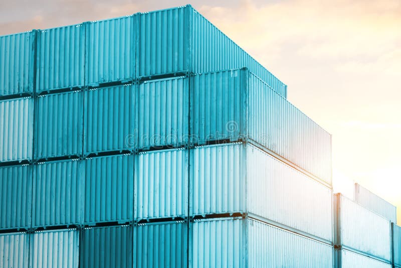 Container Yard at the Port. Shipping Cargo Containers. Handling of ...