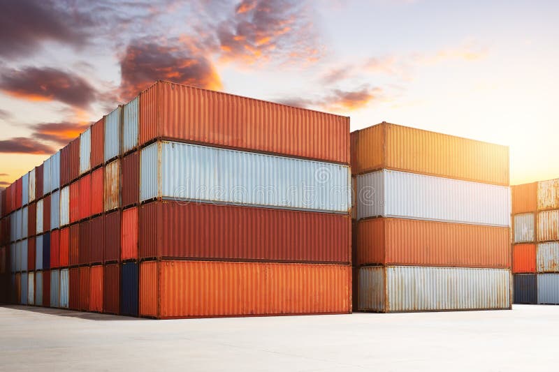 Container Yard at the Port. Shipping Cargo Containers Stock Image ...
