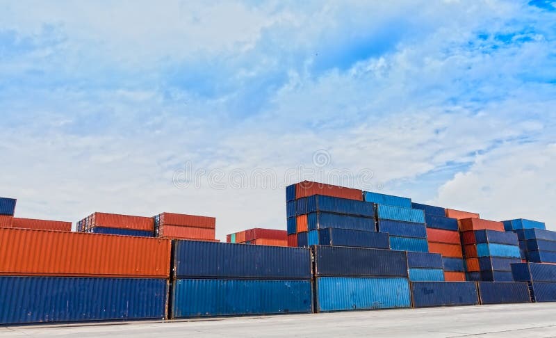 Container yard stock image. Image of boat, cargo, heavy - 33021861