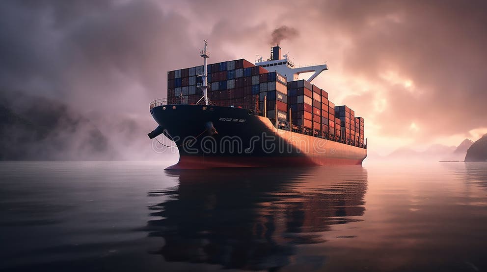 Containerfartyg stock illustrationer. Illustration av affär - 281164130