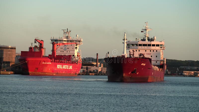 A Containerized Cargo Ship Enters the Port for Unloading Stock Footage ...